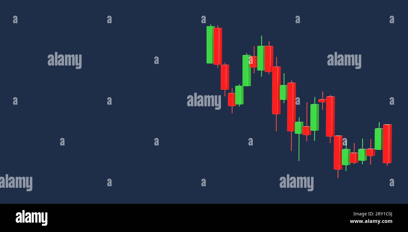 Green and Red Trading Financial Candlesticks Pattern Chart on a blue ...
