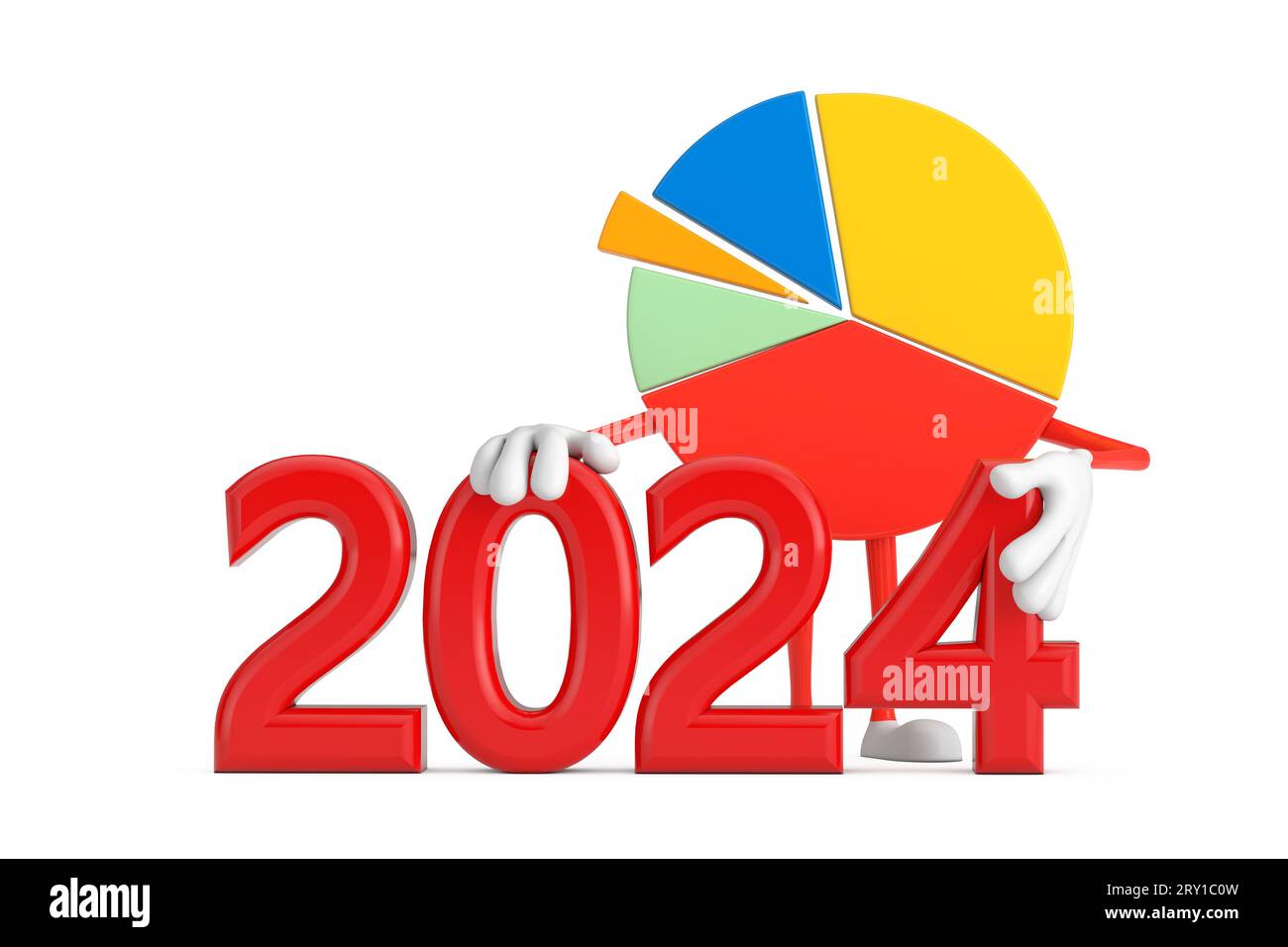 Info Graphics Business Pie Chart Character Person with Red 2024 New ...