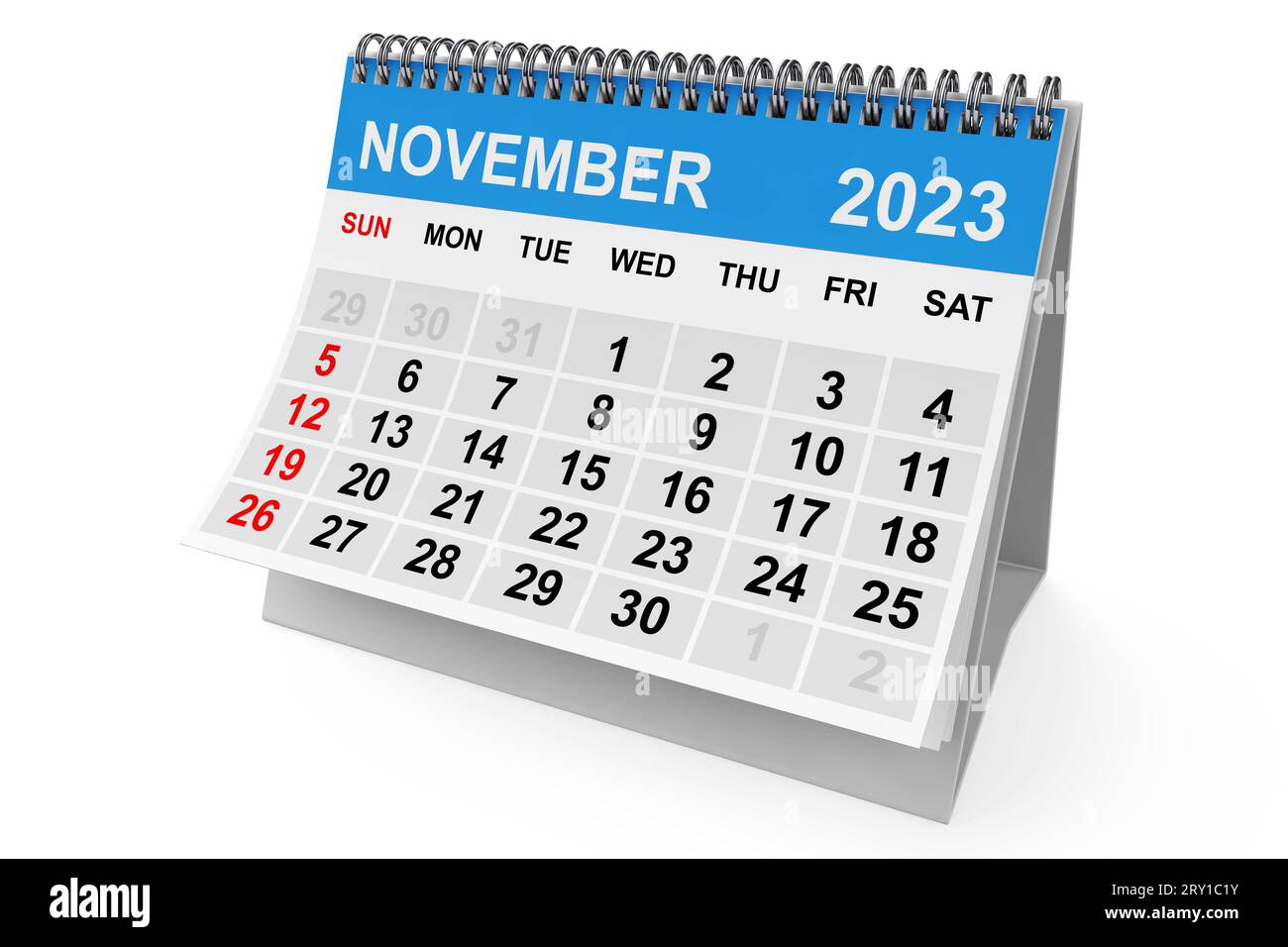 2023 Year November Calendar on a white background. 3d Rendering Stock ...