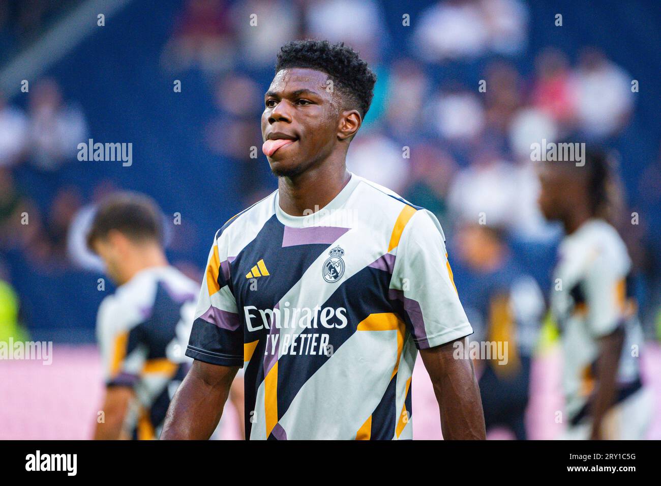 Aurelien Tchouameni (Real Madrid) warm up before the football match of ...