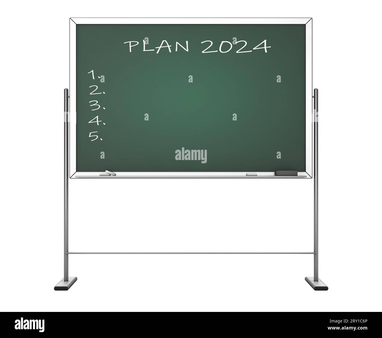 Blackboard with the Phrase Plan 2024 on a white background. 3d ...