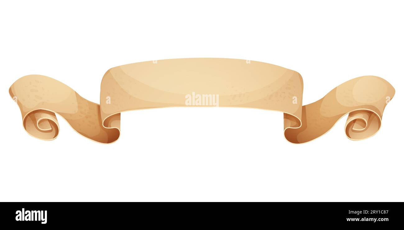 Parchment paper scroll ribbon, old vintage banner game ui element in ...