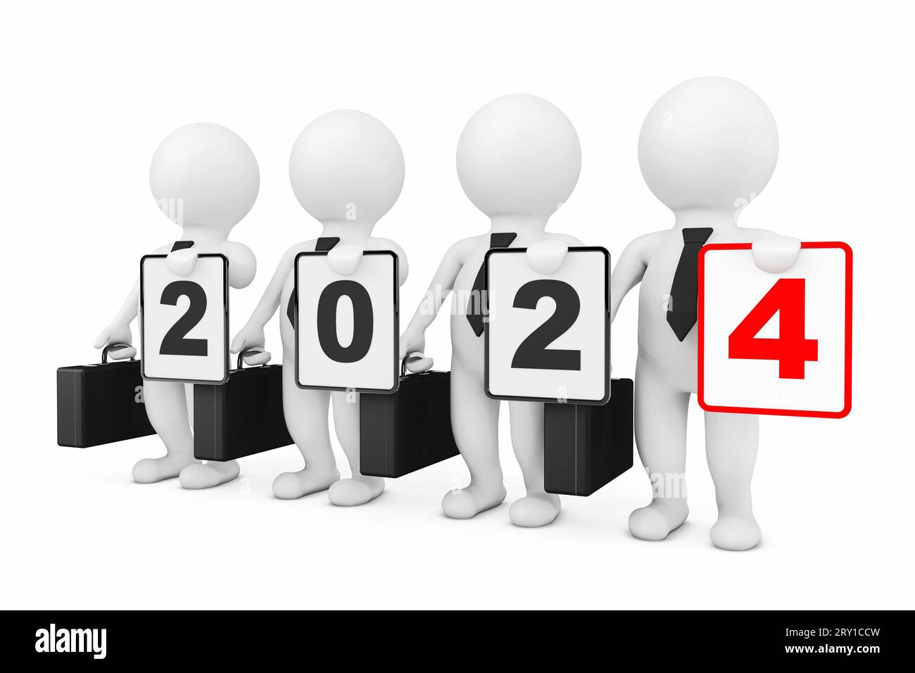 3d Businessmans with New 2024 Year Sign on a white background. 3d ...
