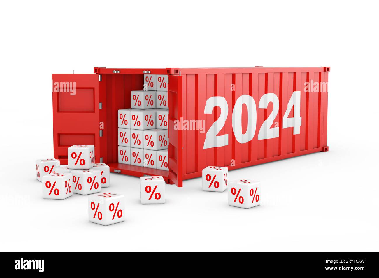 2024 New Year Red Cargo Shipping Container with Discount Percent Cubes ...