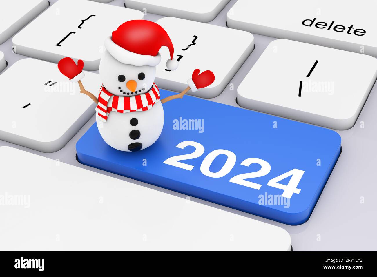 Blue 2024 New Year Key with Snowman on White PC Keyboard extreme ...
