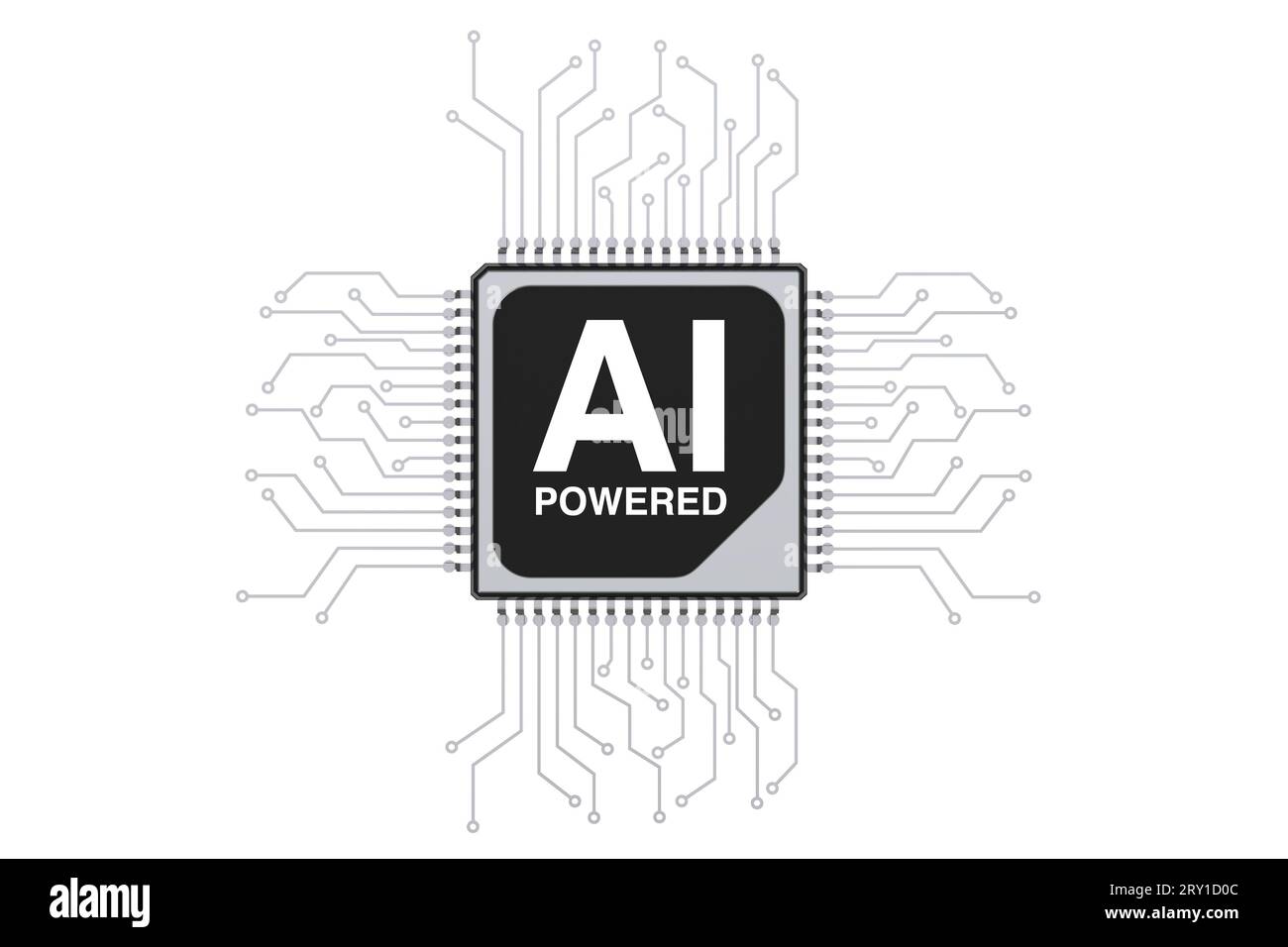 Ai Powered Microchip Cpu Processor With Circuit On A White Background