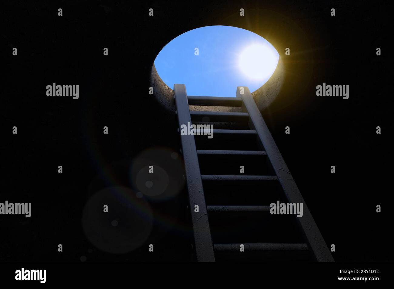 Freedom Concept. Ladder. View from the Underground to the Ladder and ...