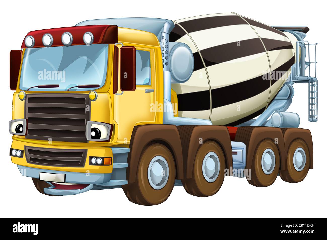 cartoon industry truck concrete mixer illustration for kids Stock Photo ...