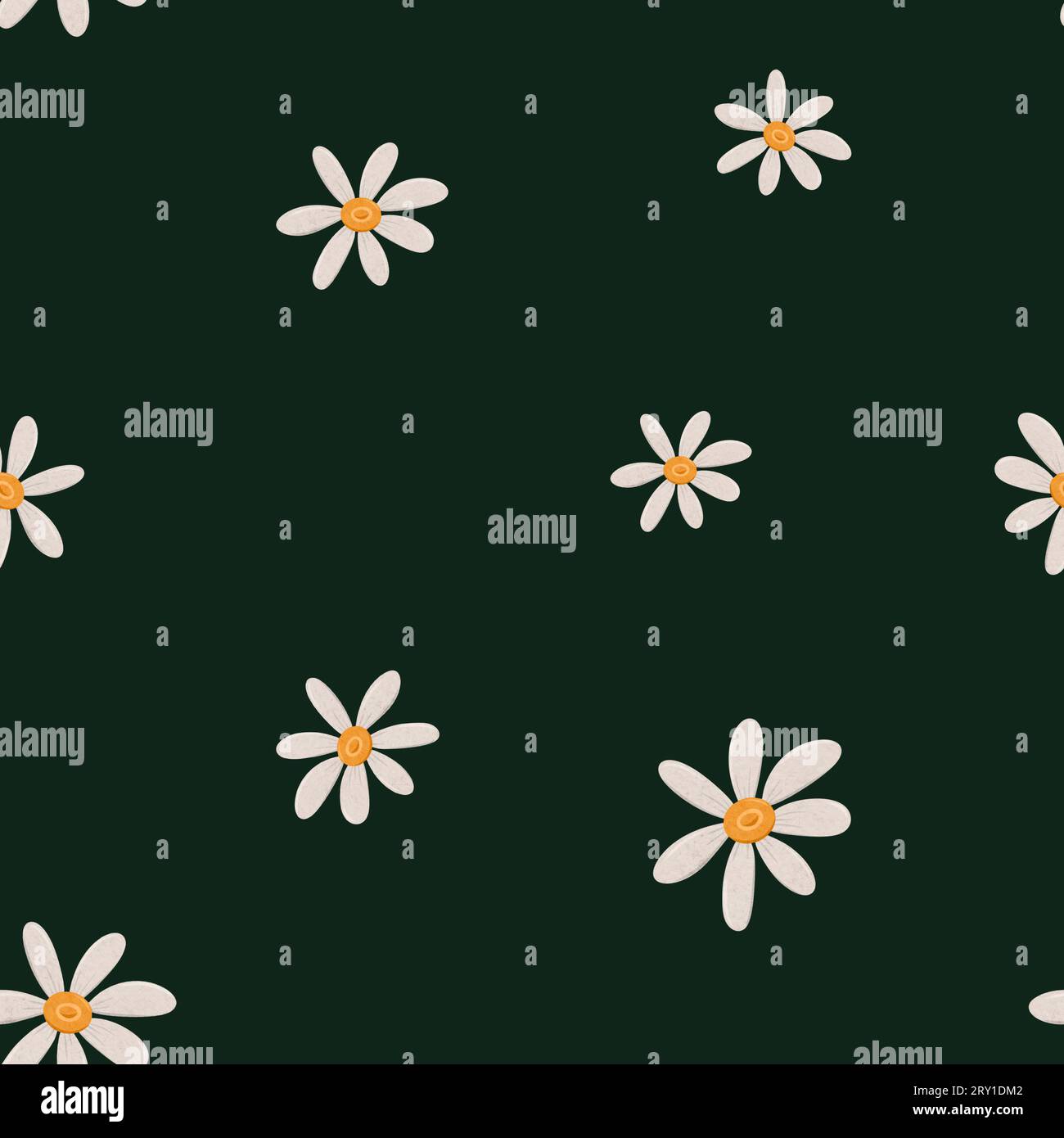 Seamless minimal pattern with simple daisy flowers. Endless chamomile ...