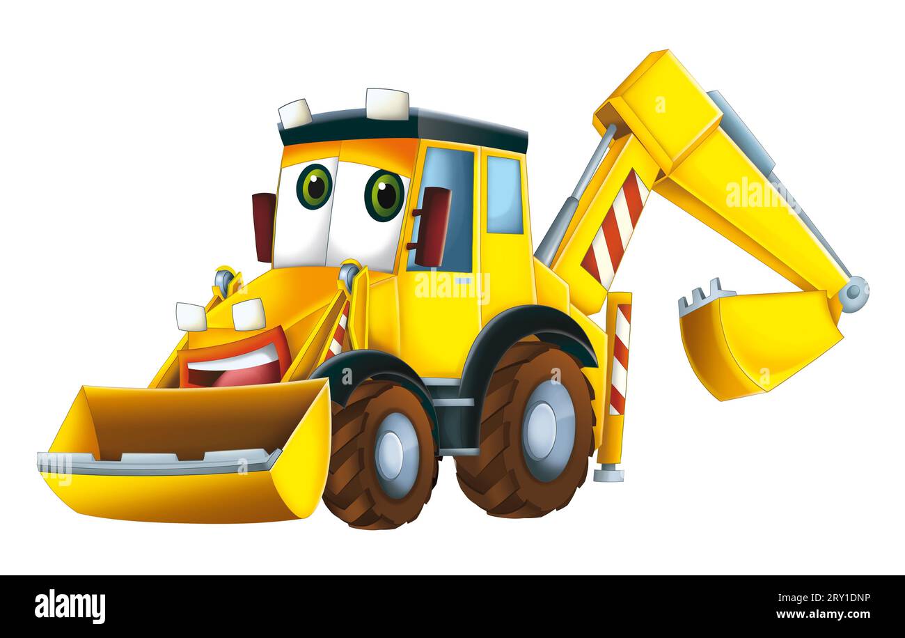 Cartoon excavator for industrial usafe construction site illustration ...