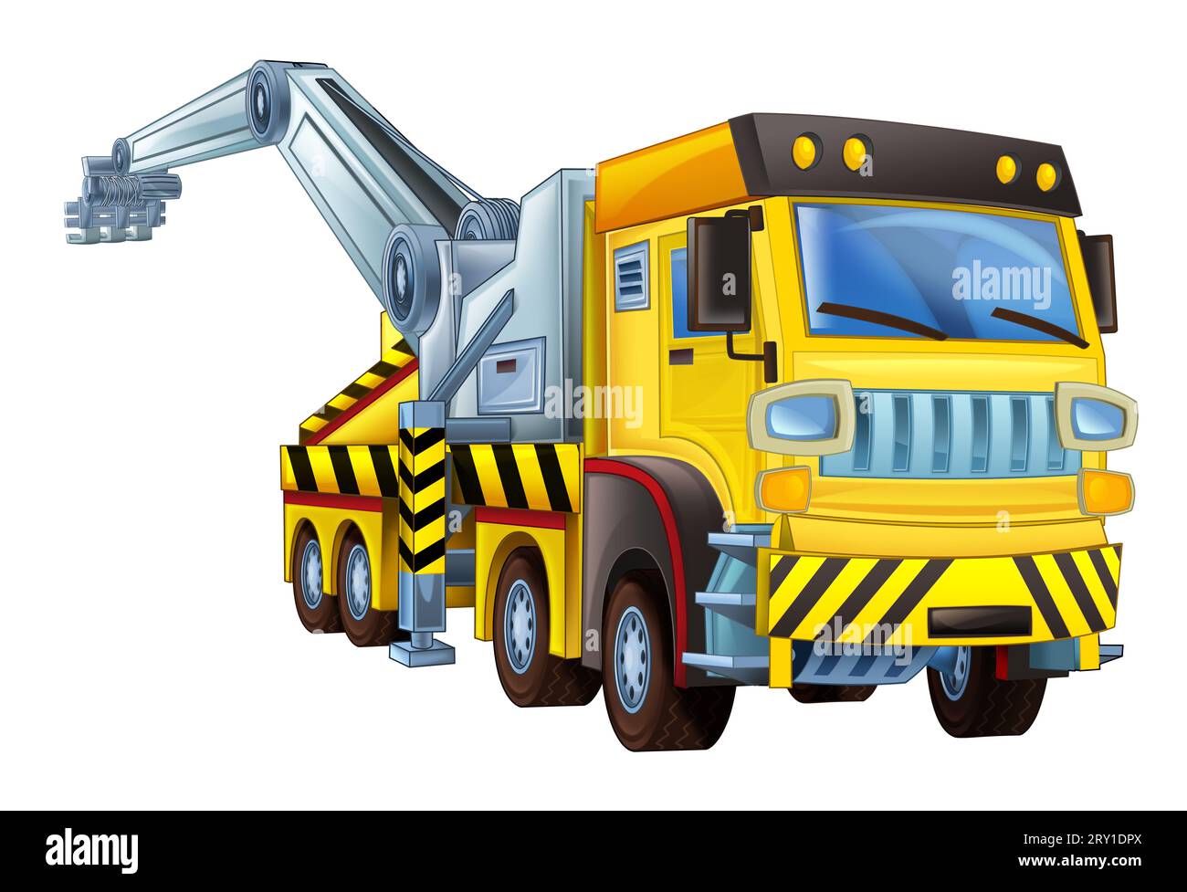 cartoon scene with tow truck driving for heavy load isolated ...