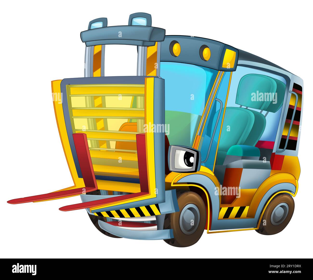 cartoon scene with fork lift car for industrial usage isolated ...
