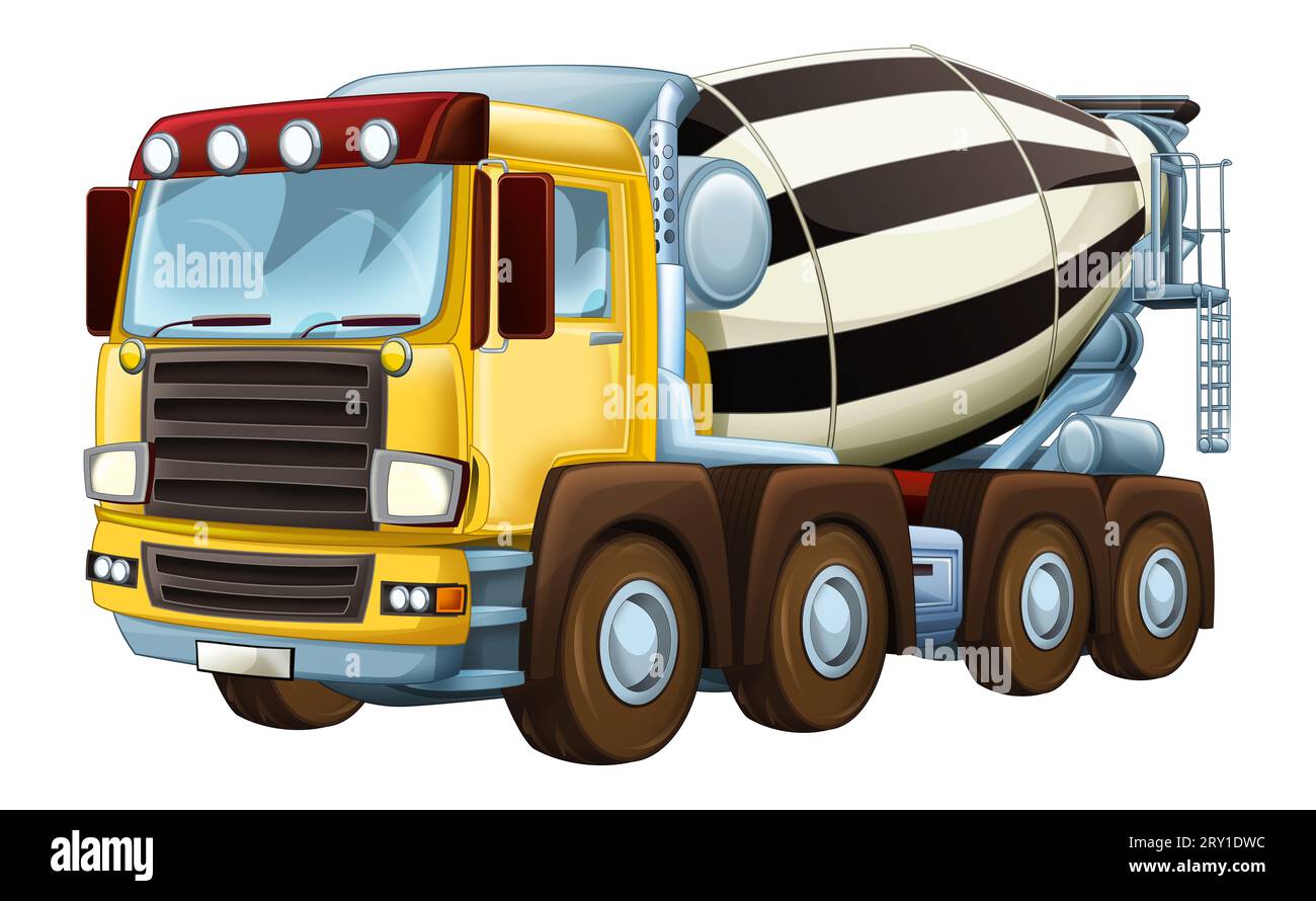 cartoon industry truck concrete mixer illustration for kids Stock Photo ...