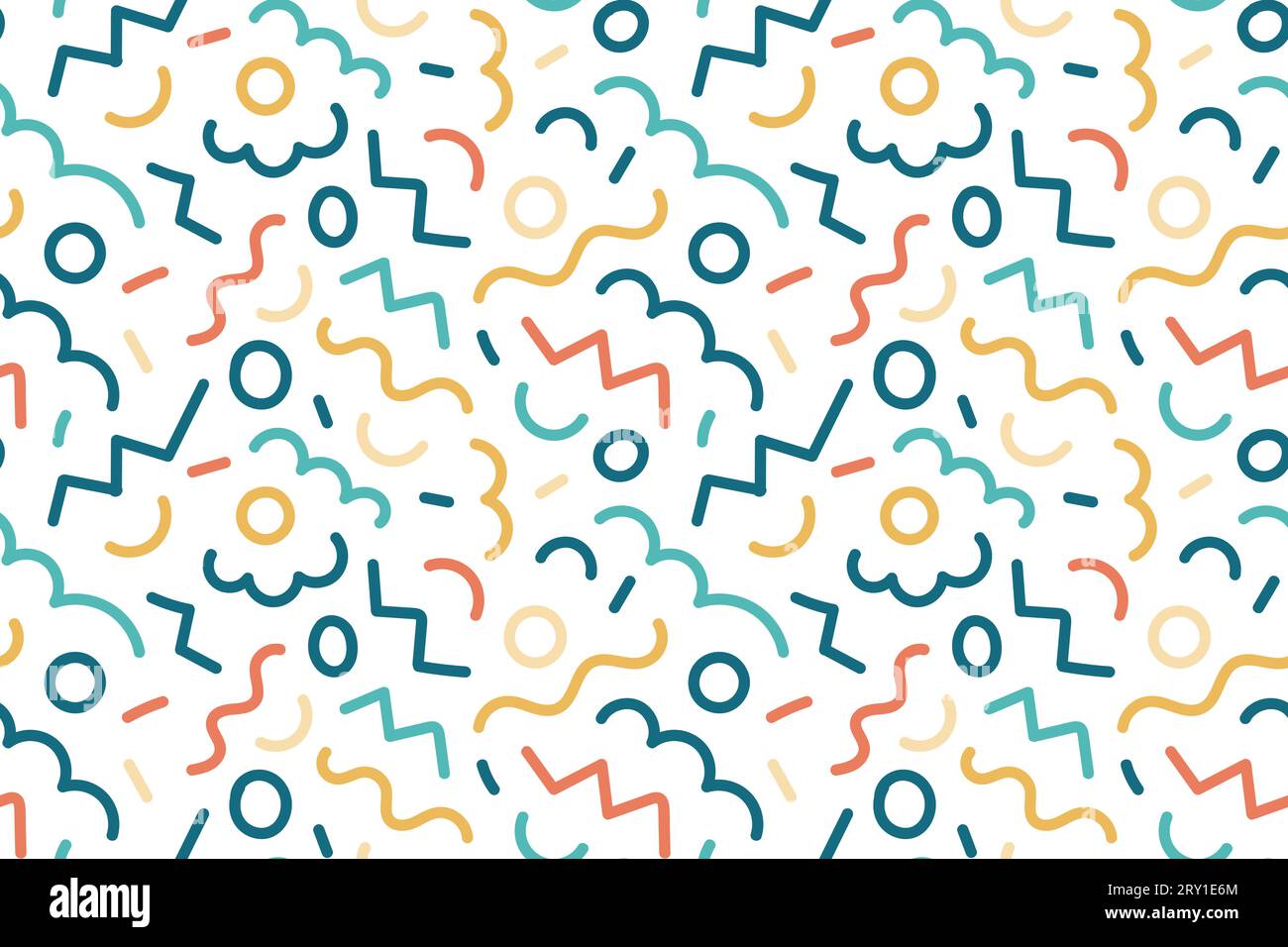 Creative cute squiggle print with colored abstract squiggles. Seamless ...