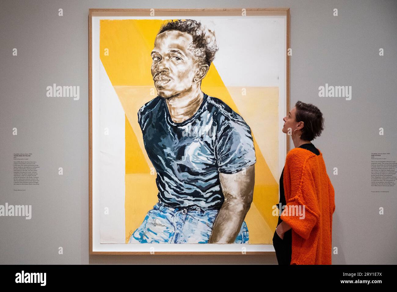 London, UK. 28 September 2023. A staff member views "Young Man on ...