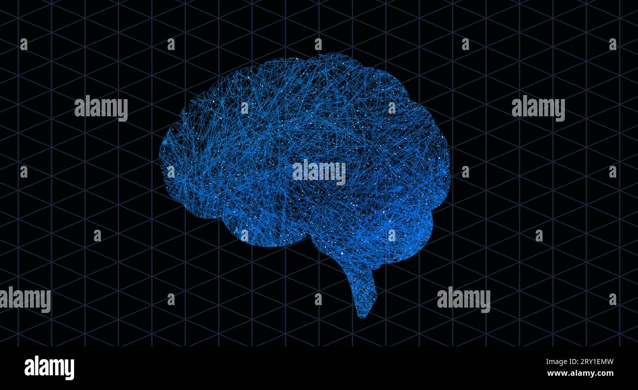 Brain graphic, neuro pattern and digital illustration with science ...