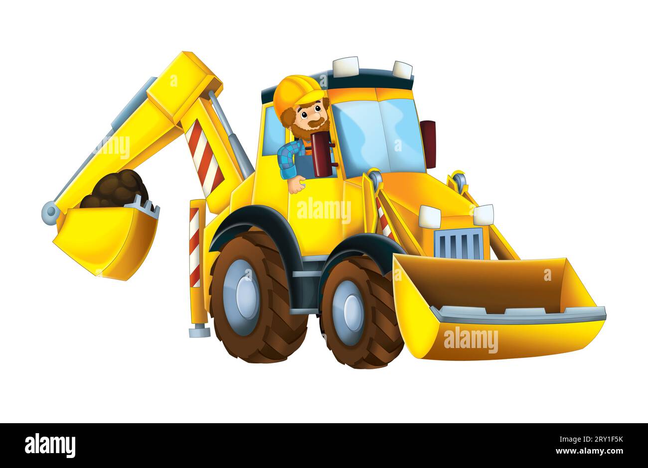 Cartoon excavator for industrial usafe construction site illustration ...
