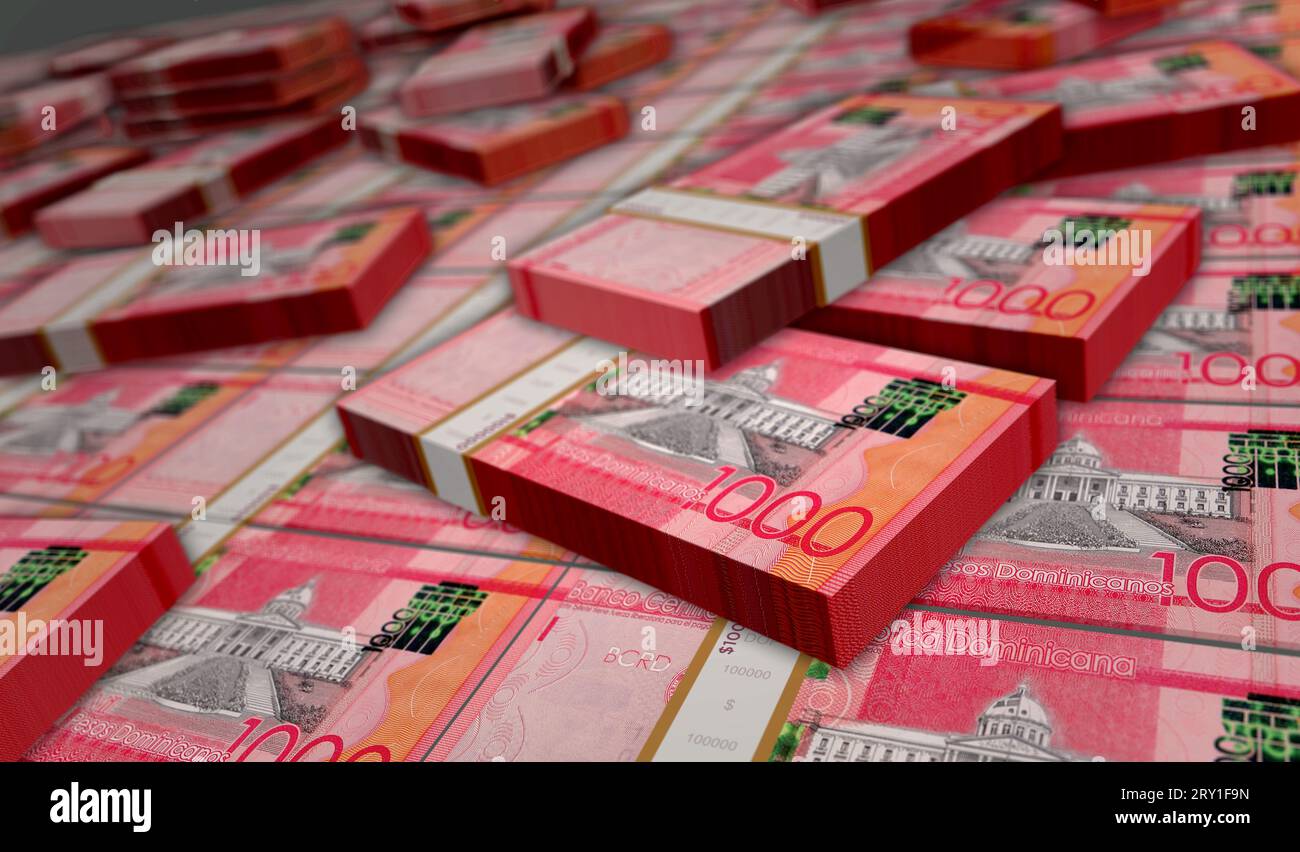 Dominican Republic Peso money printing 3d illustration. 1000 DOP ...