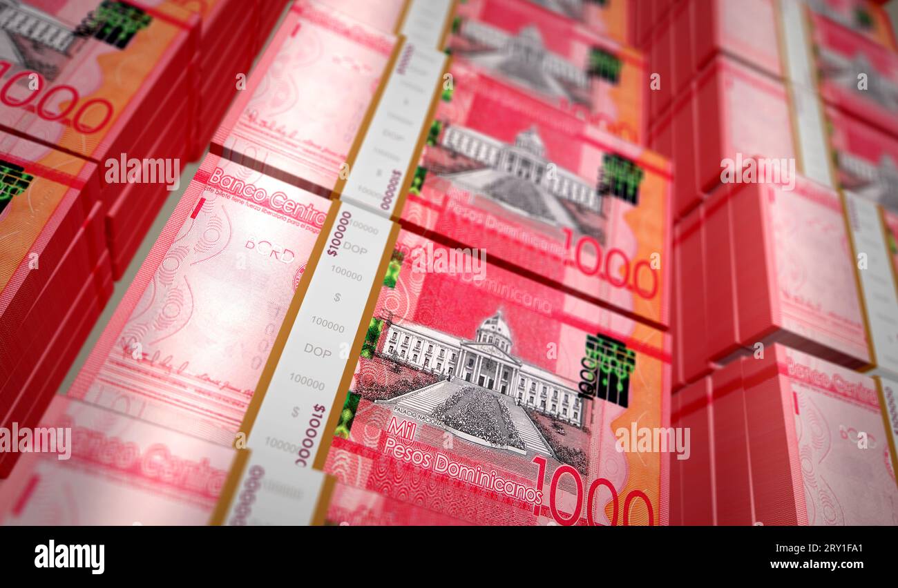 Dominican Republic Peso money printing 3d illustration. 1000 DOP ... Dominican Republic Peso money printing 3d illustration. 1000 DOP ...