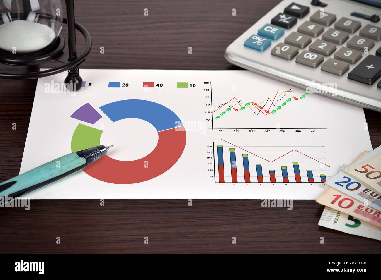 Drawing financial charts and report on a paper. Success and startup ...