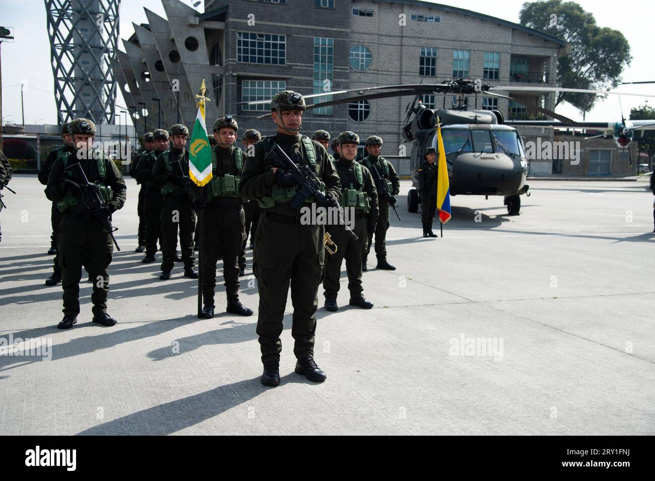 Colombia's narcotics police officers during an event at the CATAM ...