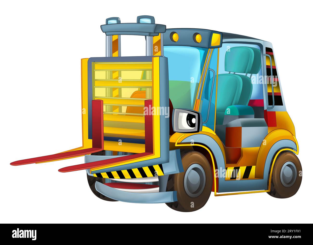 cartoon scene with fork lift car for industrial usage isolated ...