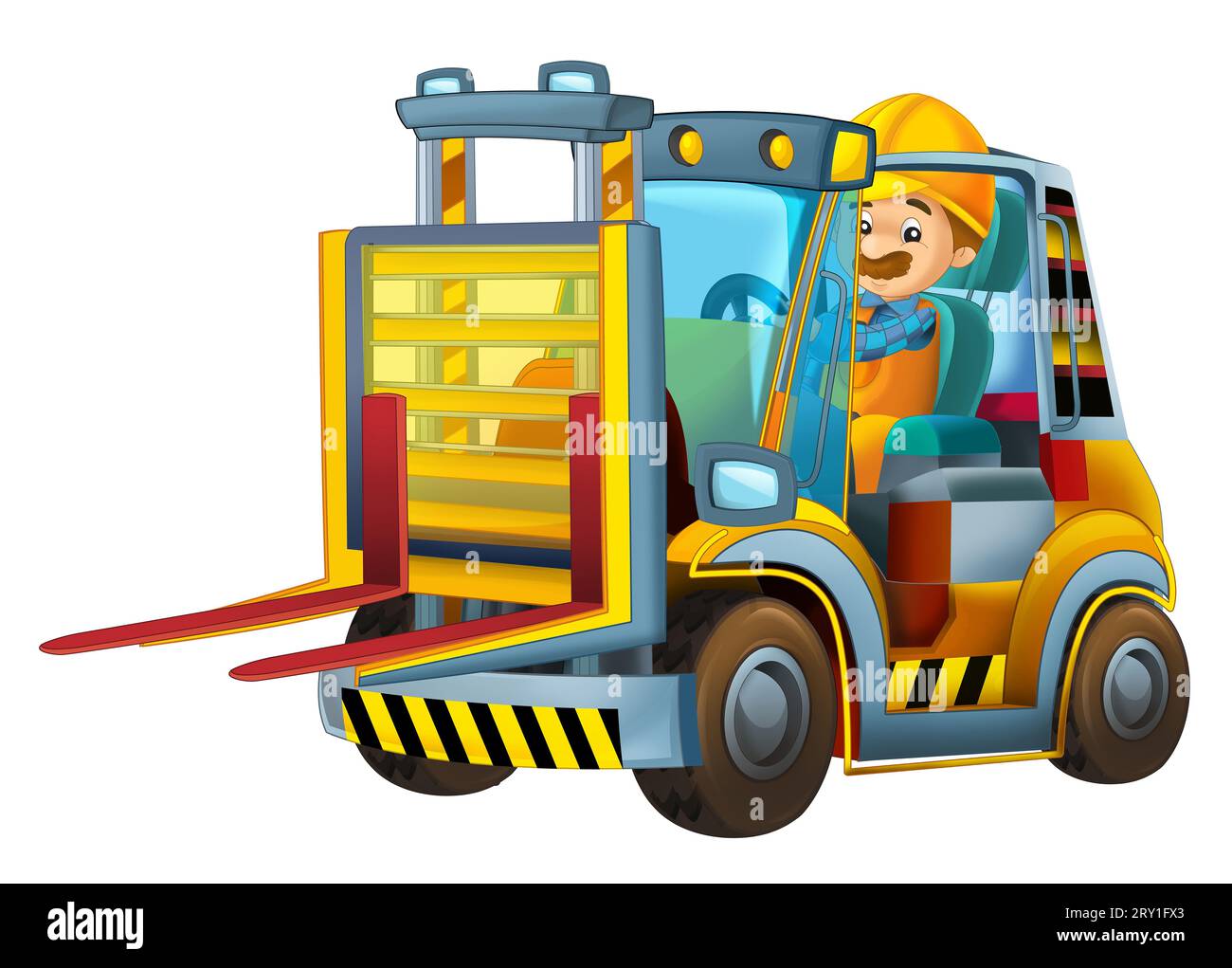 cartoon scene with fork lift car for industrial usage isolated ...