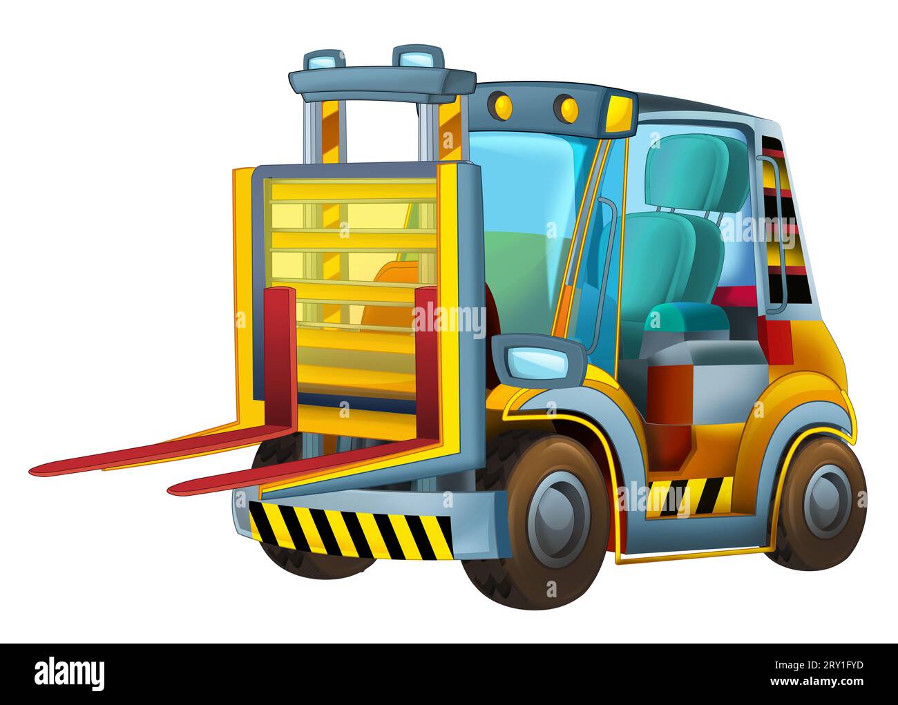 cartoon scene with fork lift car for industrial usage isolated ...