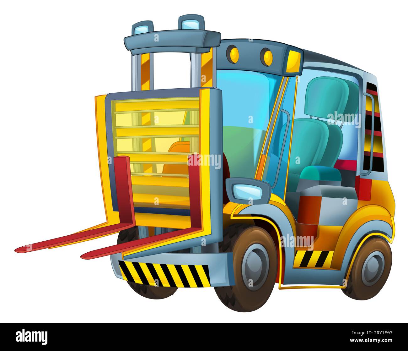 cartoon scene with fork lift car for industrial usage isolated ...