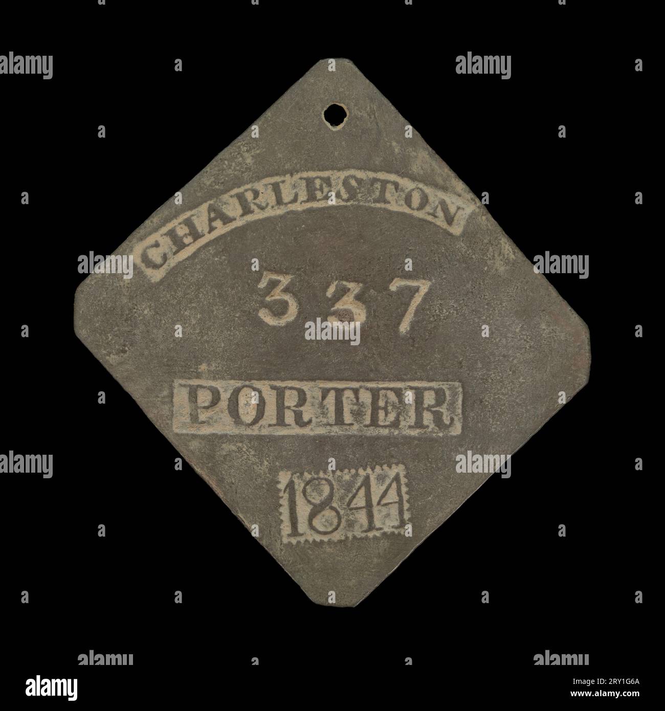 Charleston slave badge from 1844 for Porter No. 337 1844 Stock Photo ...