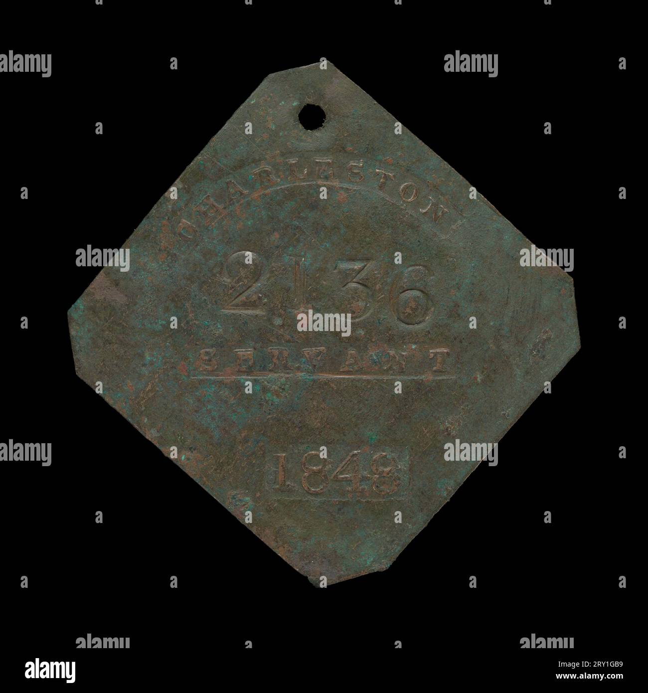 Charleston slave badge from 1848 for Servant No. 2136 1848 Stock Photo ...