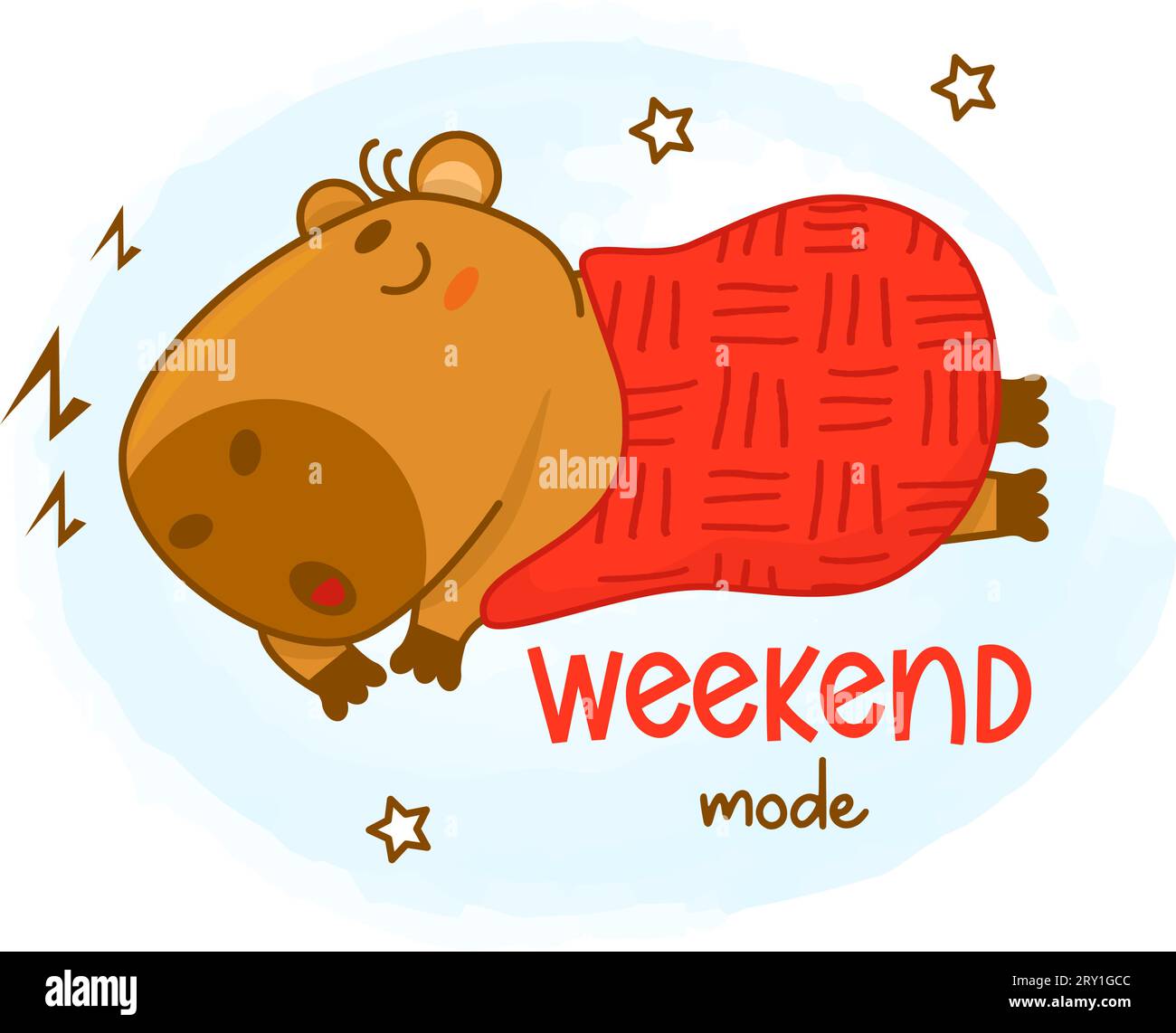 Cool card with cute sleeping capybara and funny inscription. Vector ...