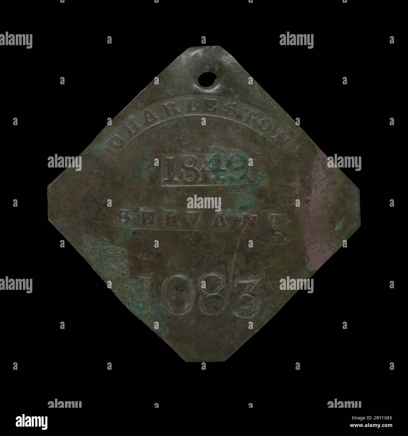 Charleston slave badge from 1849 for Porter No. 1083 1849 Stock Photo ...