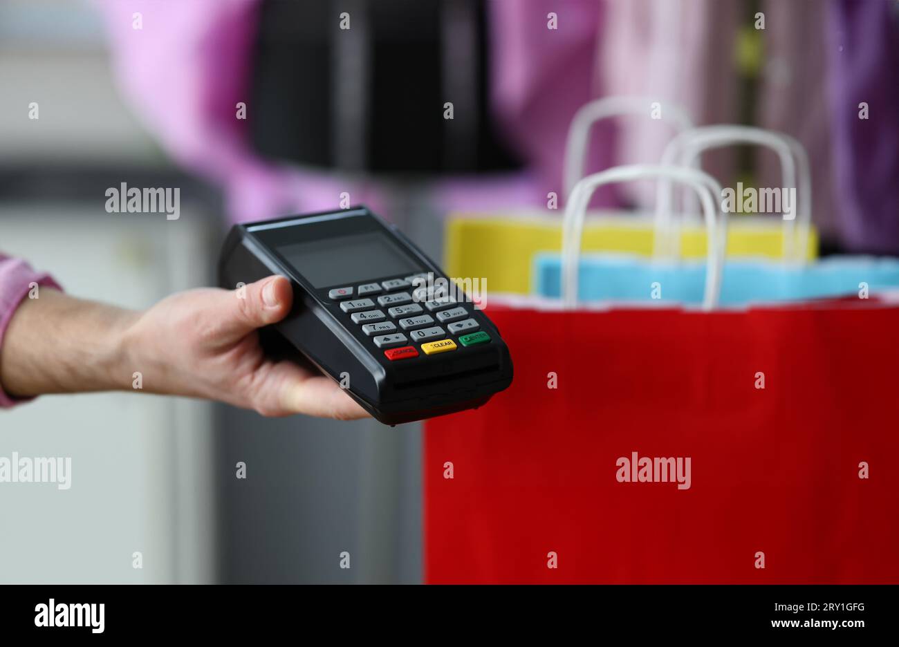 Bank cashier giving money hi-res stock photography and images - Alamy