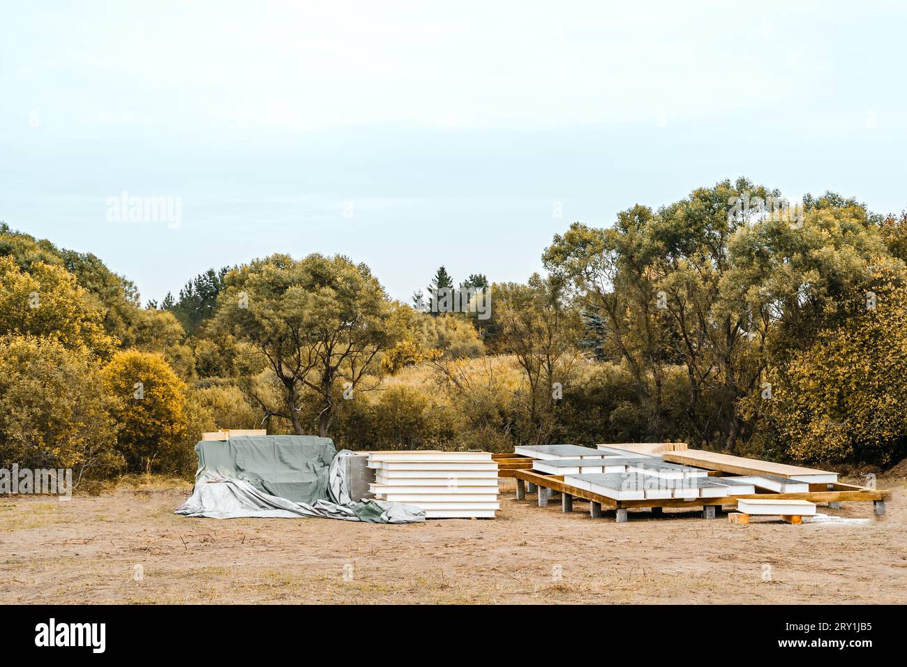 Building construction of wooden frame house made of SIP structural ...