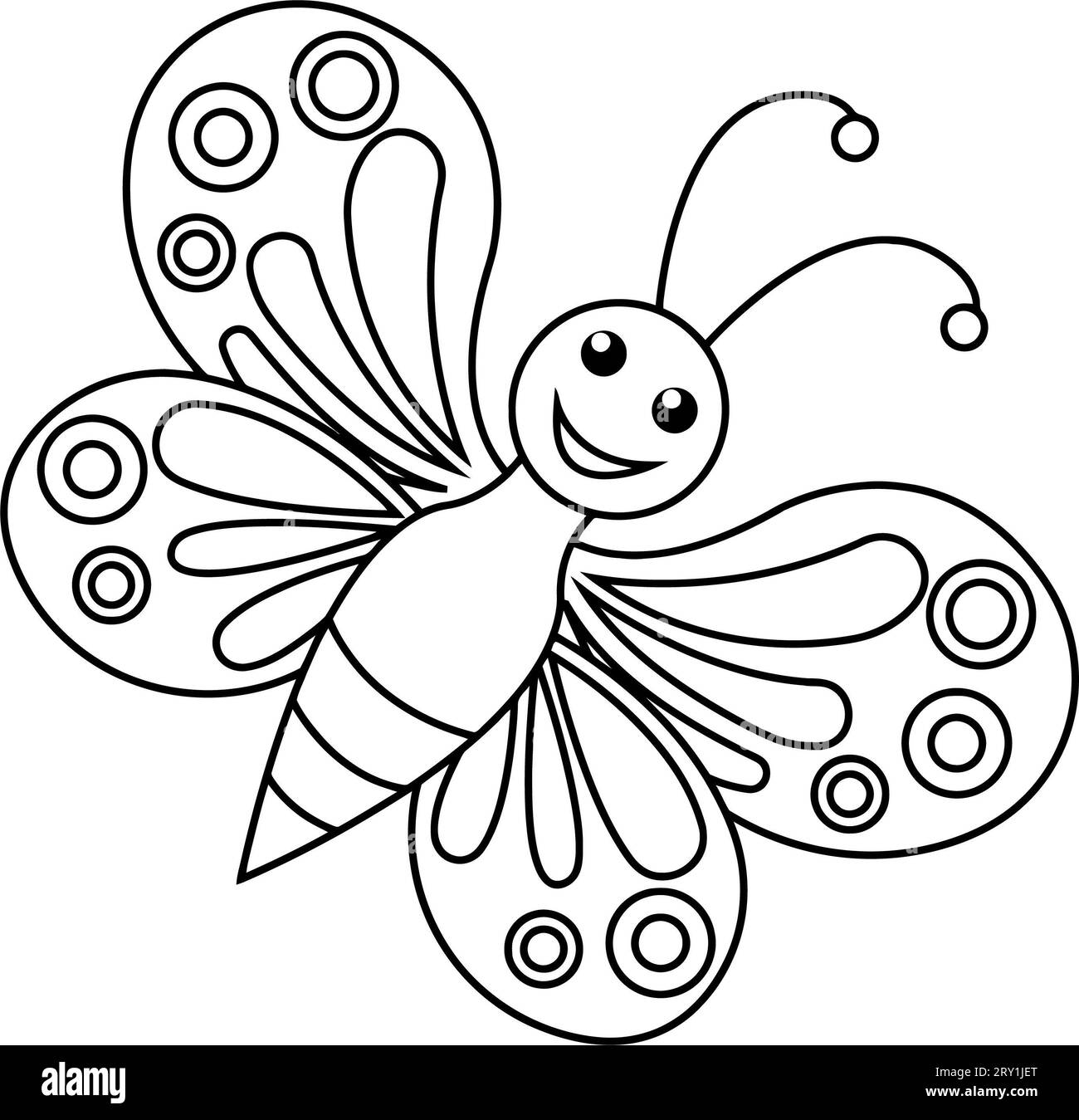 Cute butterfly coloring page for kids and adult Stock Photo - Alamy