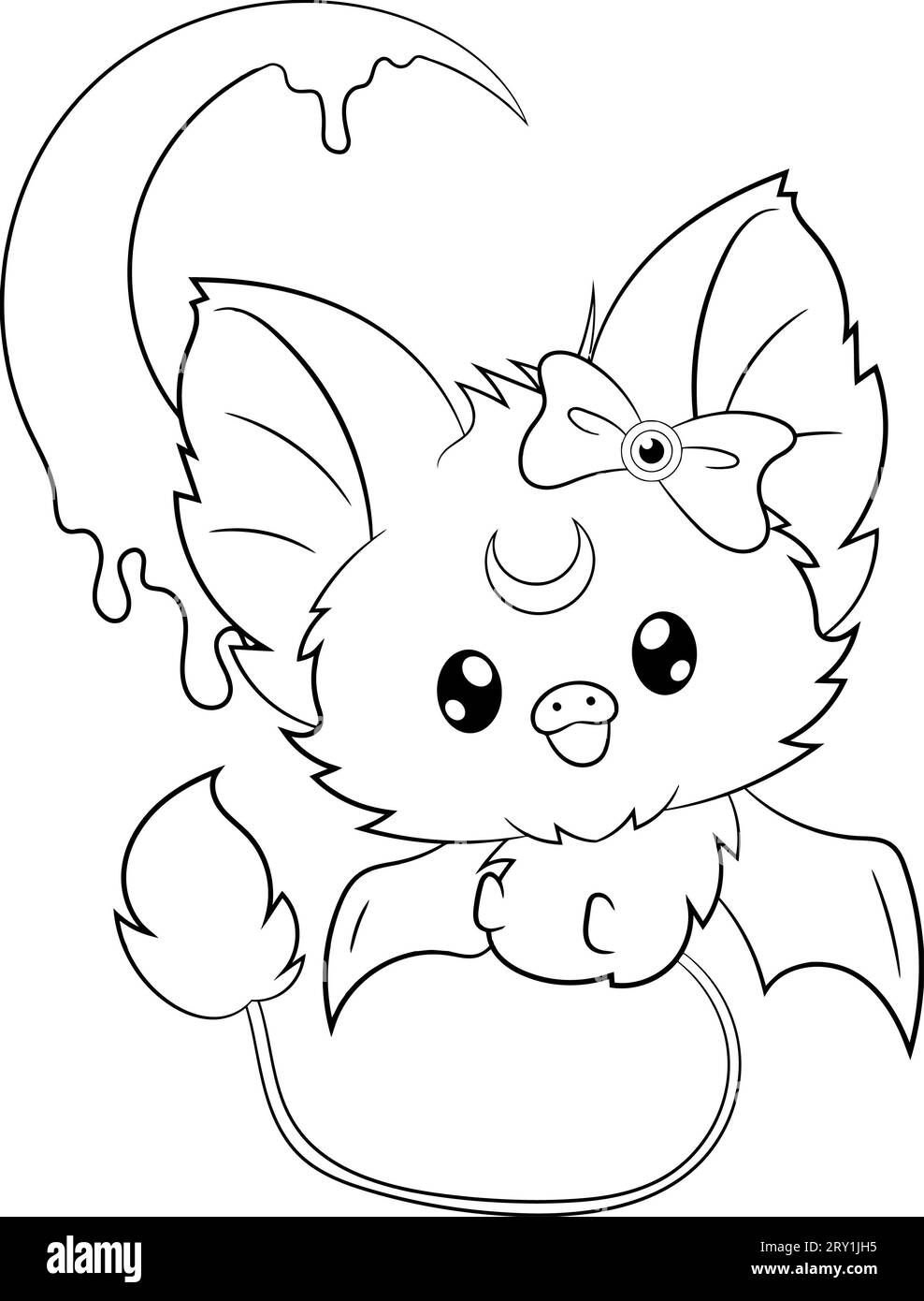 Cute Halloween pastel goth coloring page for kids and Adult Stock Photo ...