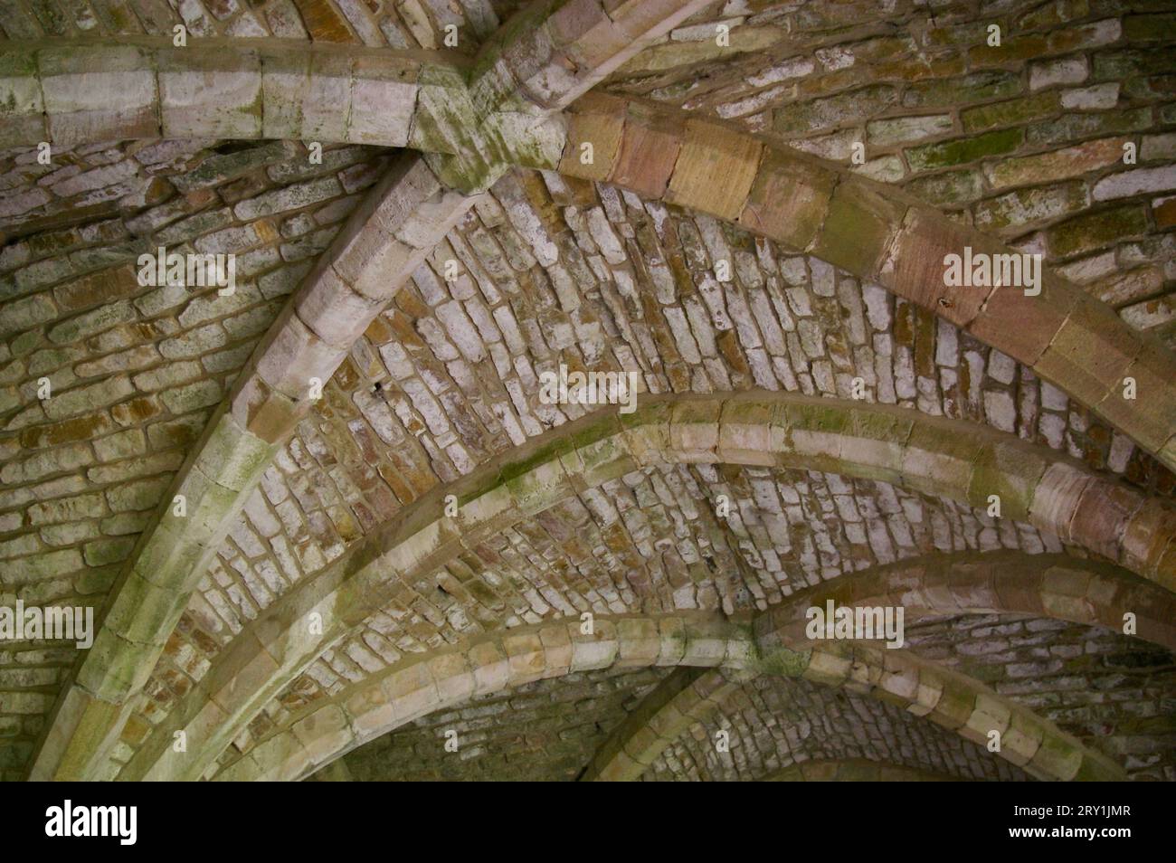 Stone Arched ceilings at Fountains Abbey, Founded in 1132. Aldfield ...