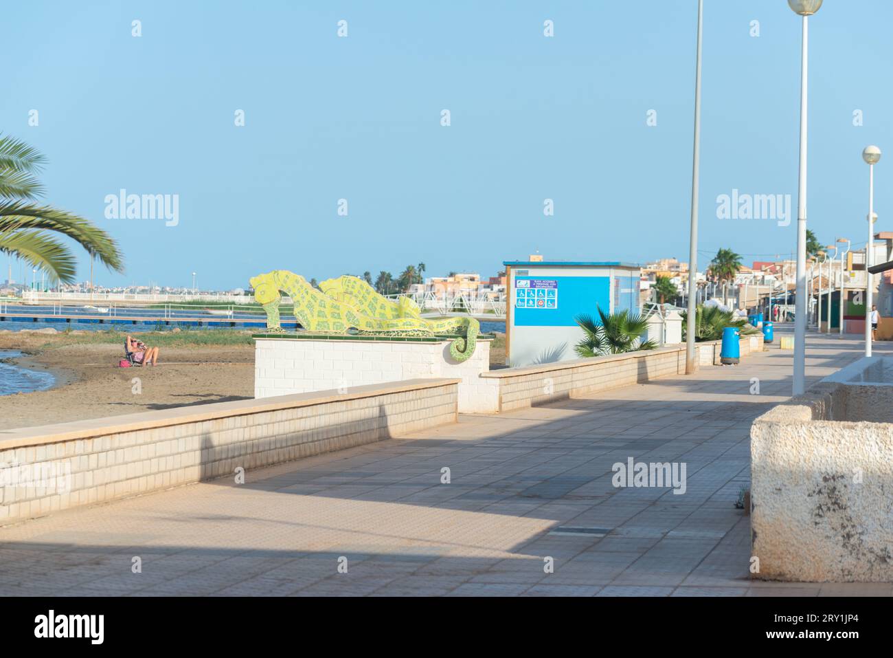 LOS NIETOS, SPAIN - 19 SEPTEMBER 2022 Pedestrian mall along the Spanish ...
