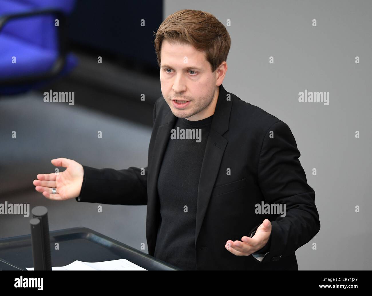 28 September 2023, Berlin: Kevin Kühnert, Secretary General of the SPD ...