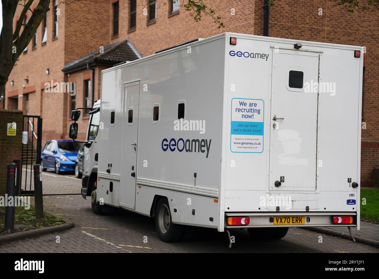 A custody van arrives at Derby Crown Court, where Carl Alesbrook is ...