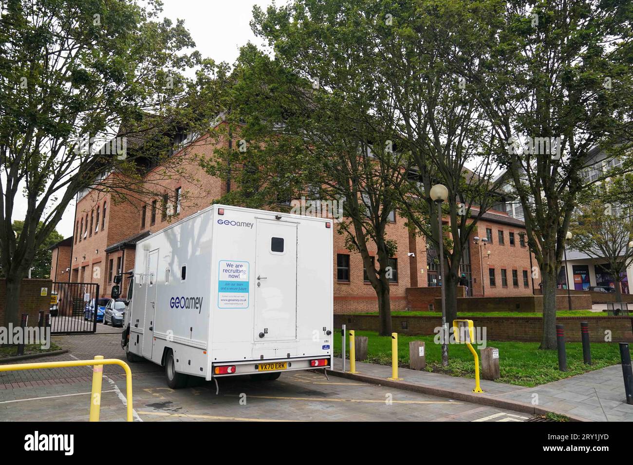 A custody van arrives at Derby Crown Court, where Carl Alesbrook is ...