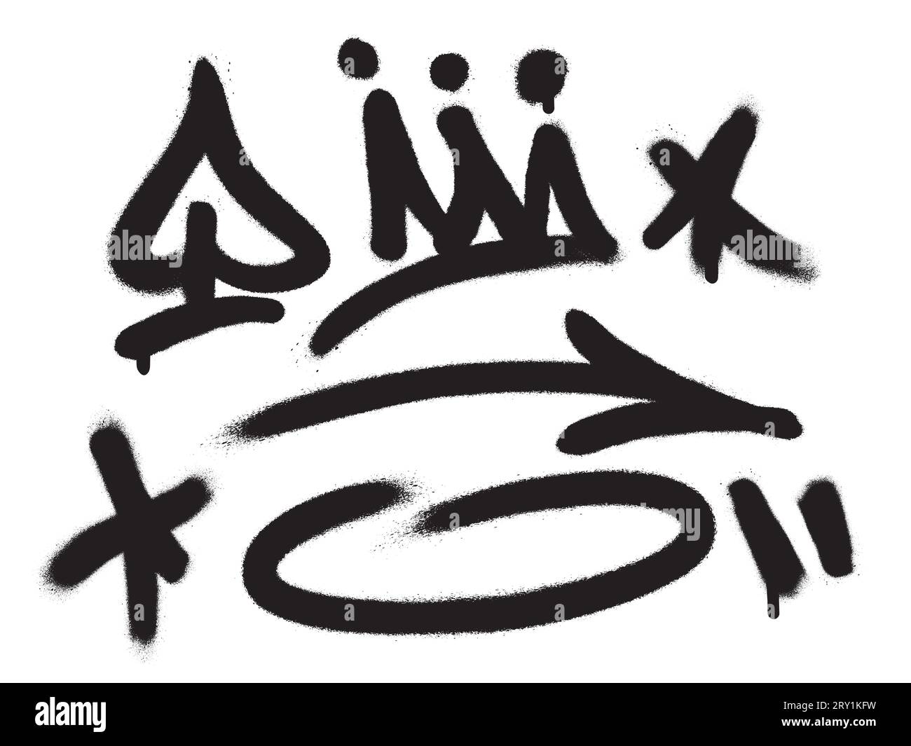 Spray graffiti tagging signs (spade, crown, stars, halo, arrow ...