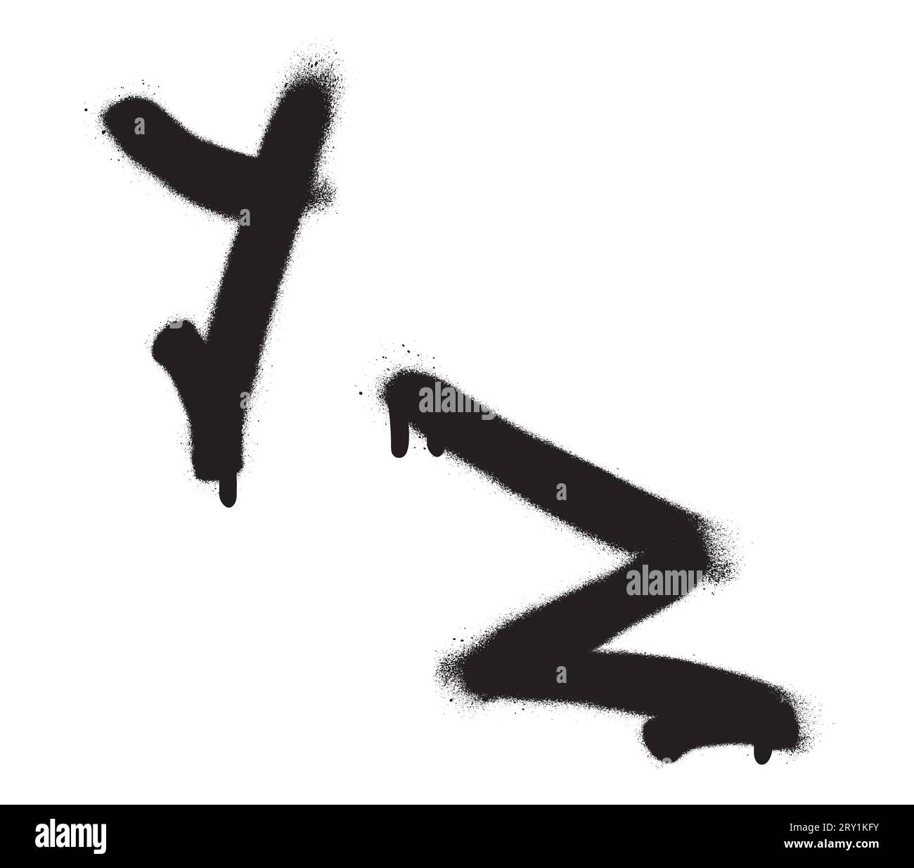 Spray graffiti tagging font. Letters ''Y'', ''Z''. Part 7 Stock Vector ...