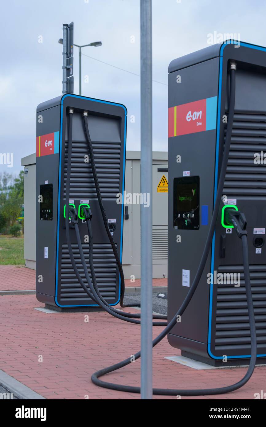 Germany , Berlin , 24.09.2023 , Charging columns for E cars from Eon ...