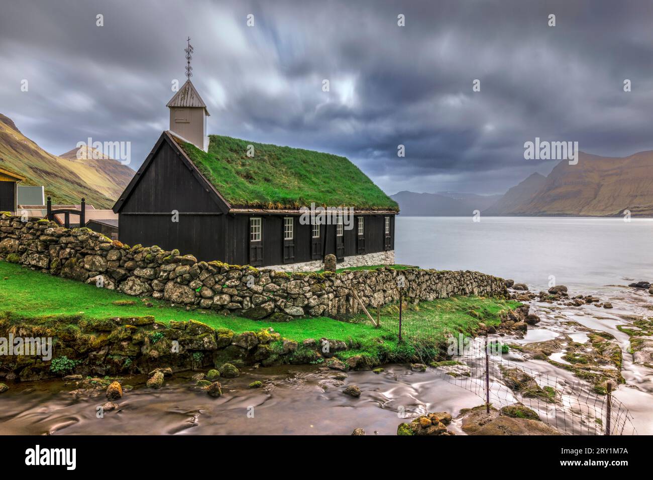 The picturesque village of Funningur in the Faroe Islands Stock Photo ...
