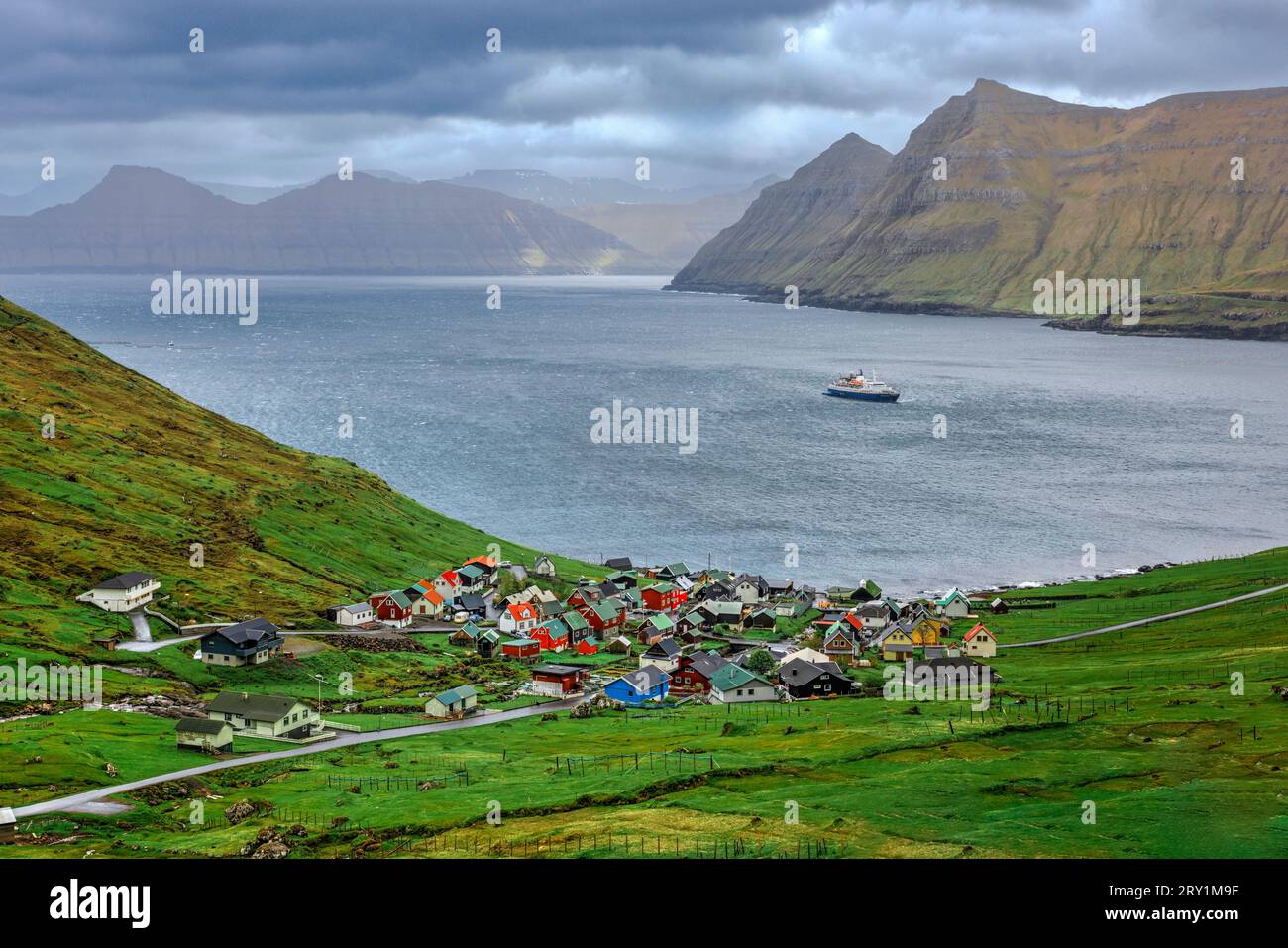 The picturesque village of Funningur in the Faroe Islands Stock Photo ...