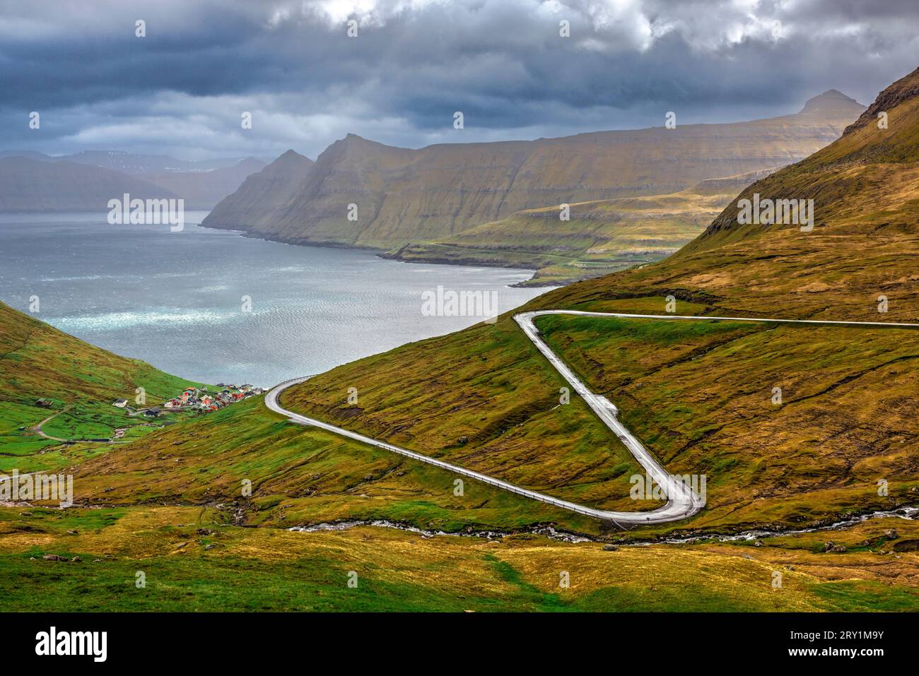The picturesque village of Funningur in the Faroe Islands Stock Photo ...