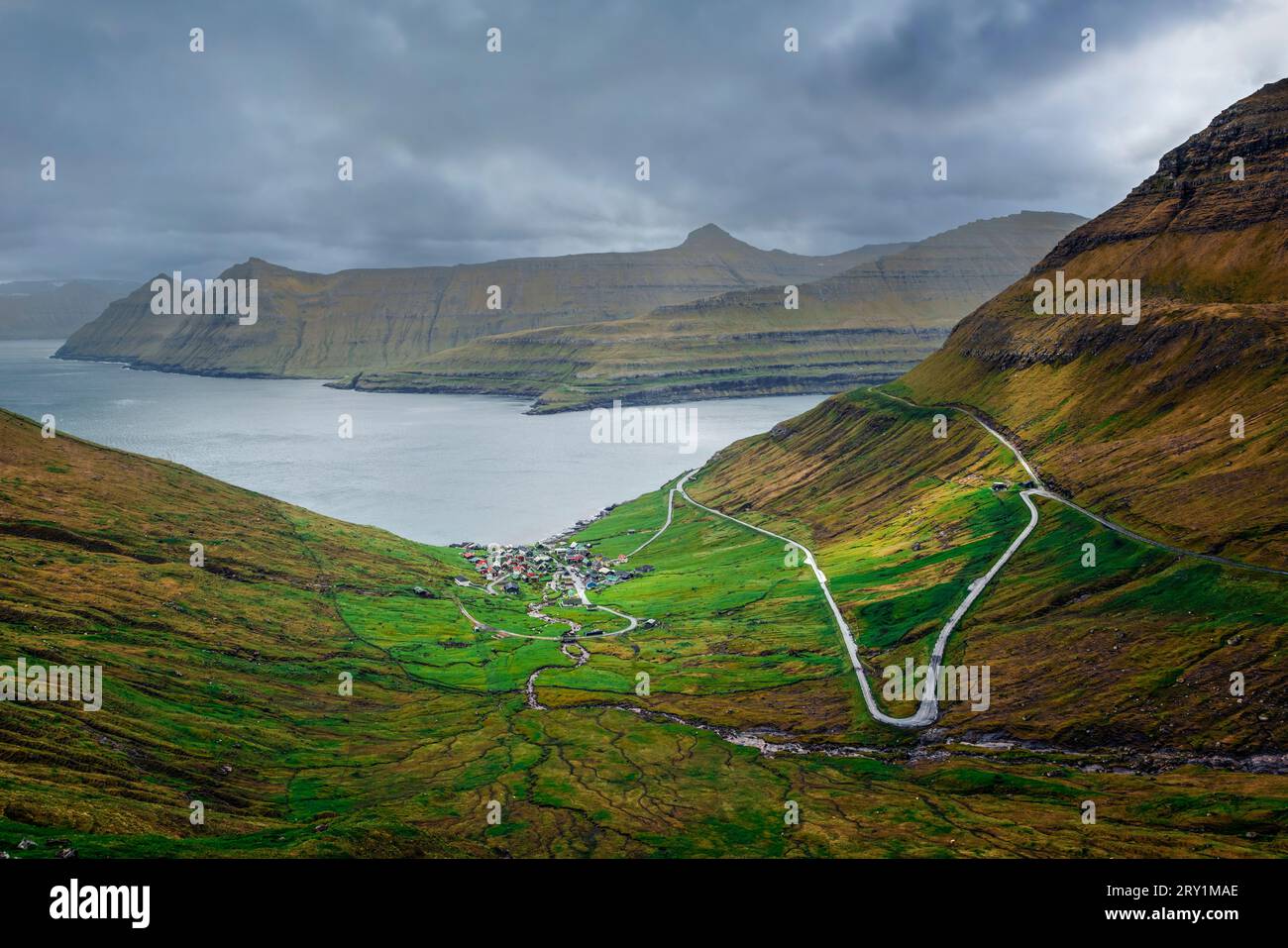 The picturesque village of Funningur in the Faroe Islands Stock Photo ...