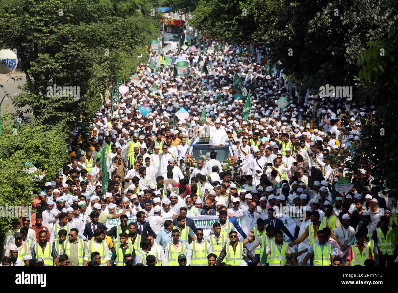 Muslims take part during a march of Holy Eid-e-Miladunnabi, marking the ...